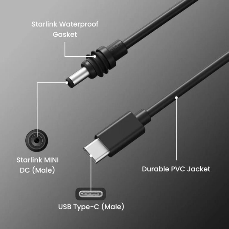USB-C Starlink Mini Cable - 2M, 100W, Waterproof - LinkGear